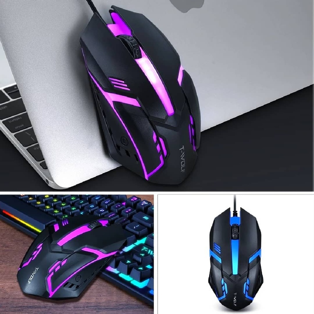 MOUSE TWOLF V1 GAMER CONECTOR USB LUCES RGB 1200DPI | EquiTecno C.A.